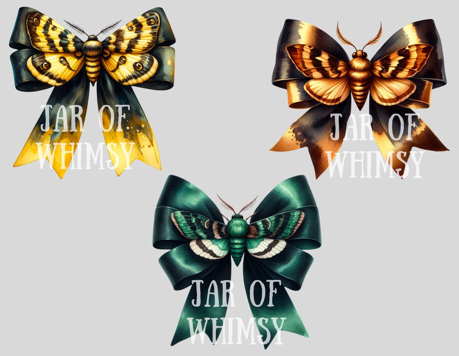 Watercolour Moth Bow Clipart Gothic Spooky Bow PNG Digital Image ...