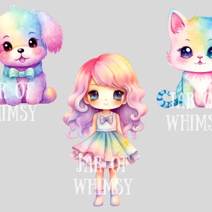 Watercolour Kawaii Rainbow Clipart Cute Girls Room PNG Digital Image ...