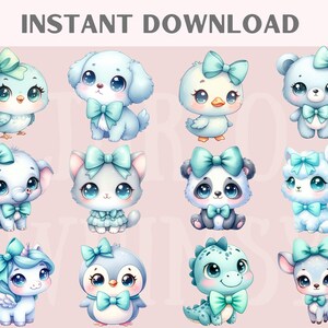 Watercolour Blue Baby Animal Clipart Baby Boy Animals PNG Digital Image ...