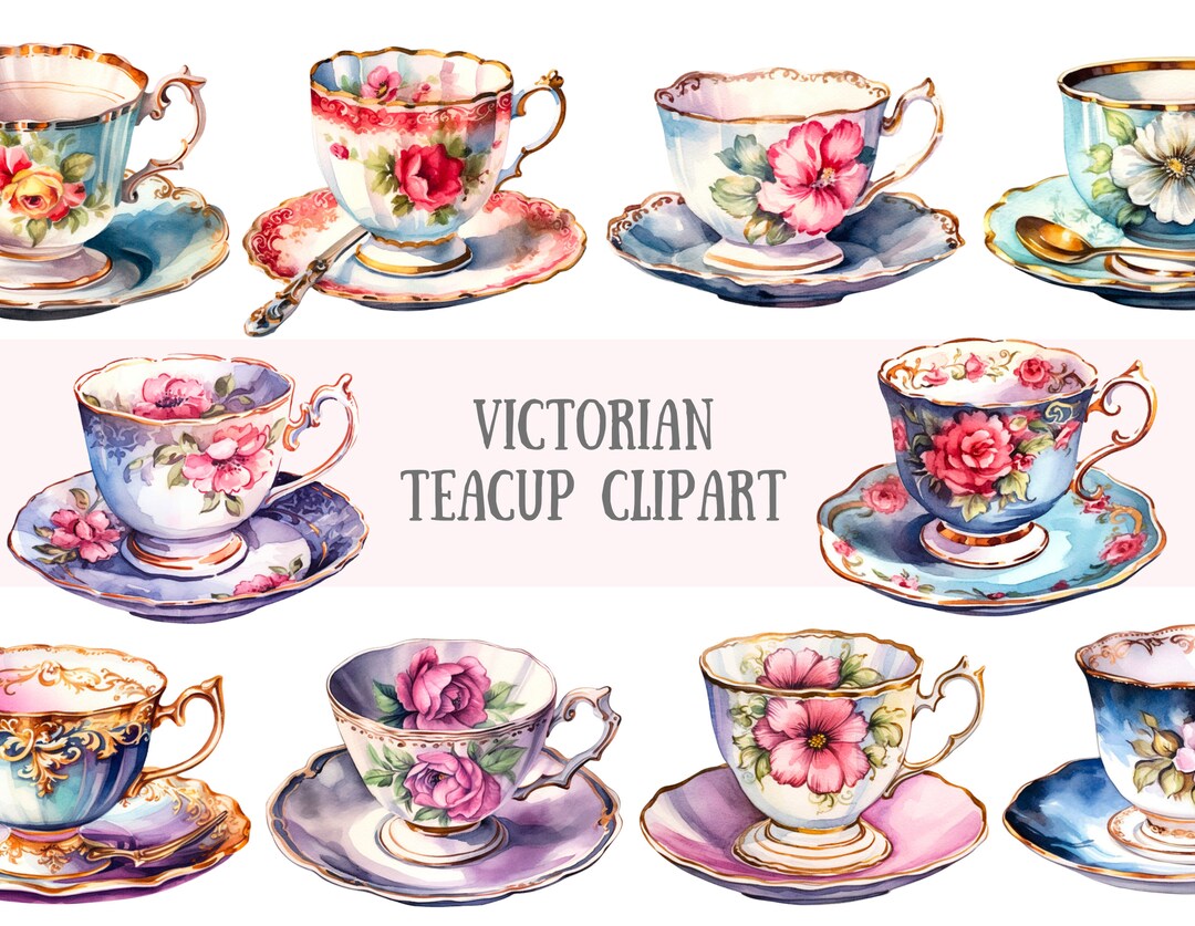 Watercolour Victorian Teacup Clipart Vintage Tea Party PNG Digital ...