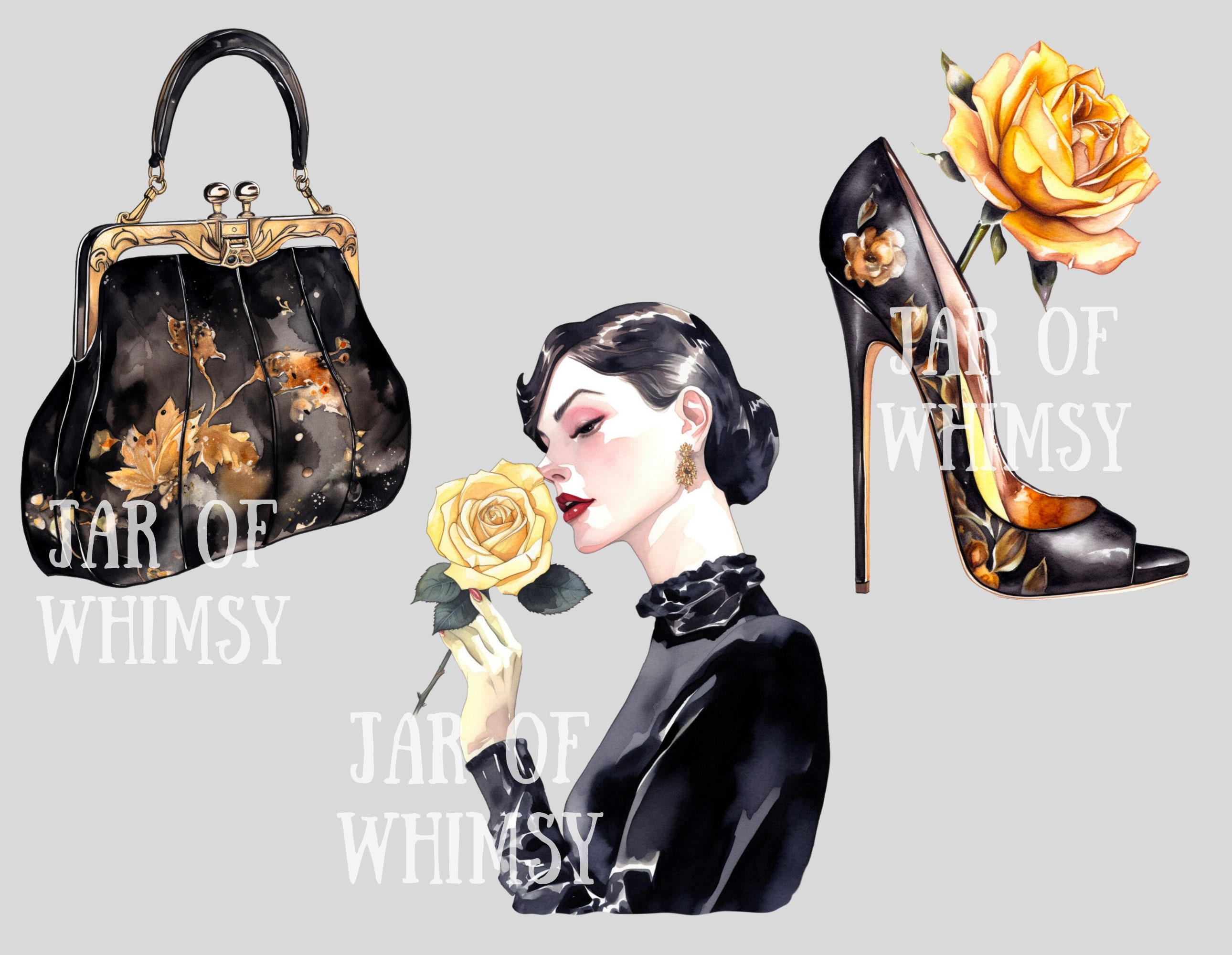 Watercolour Vintage Glam Girl Clipart Flapper Girl 1920s PNG Digital ...