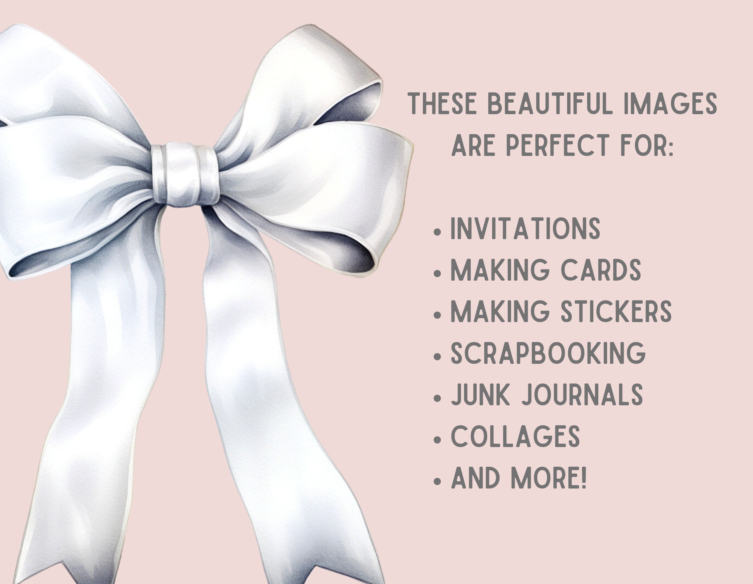 Watercolour White Bow Clipart Ivory and White Wedding Bow PNG Digital ...