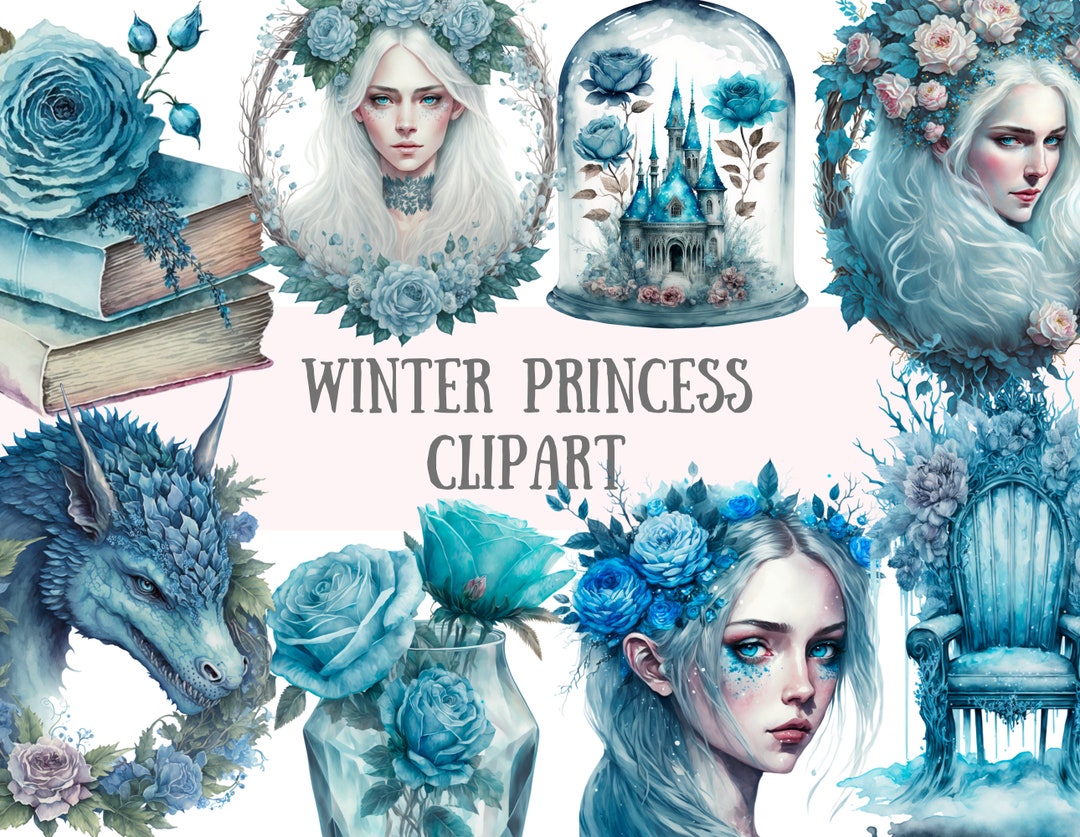 Watercolour Winter Princess Clipart - Ice Fantasy PNG Digital Image ...