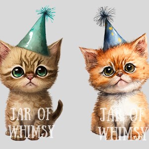 Watercolour Party Cats Clipart Cute Kitten Birthday PNG Digital Image ...