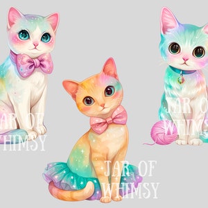 Watercolour Sparkly Rainbow Cat Clipart Magical Rainbow Kitty PNG ...