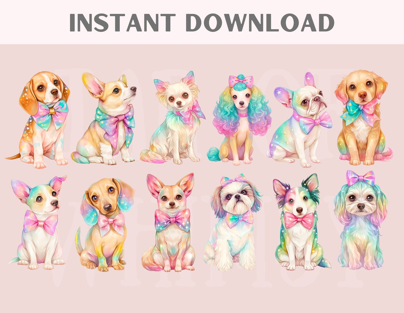 Watercolour Sparkly Rainbow Dog Clipart Magical Rainbow Puppy PNG ...