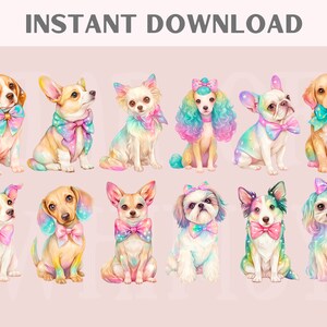 Watercolour Sparkly Rainbow Dog Clipart Magical Rainbow Puppy PNG ...