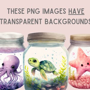 Watercolour Sea Creature Jars Clipart - Ocean Fantasy PNG Digital Image ...