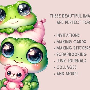 Watercolour Baby Frog Clipart Super Cute Kawaii Chibi Frog PNG Digital ...