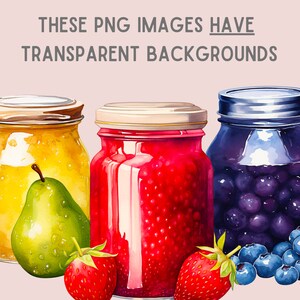 Watercolour Jam Jar Clipart Fruity Jam Jar PNG Digital Image Downloads ...