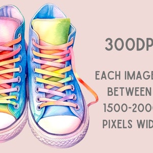 Watercolour High Top Sneaker Clipart Shoes PNG Digital Image Downloads ...