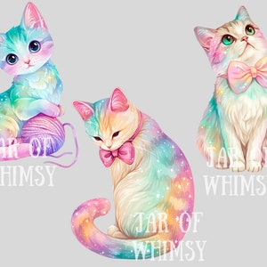 Watercolour Sparkly Rainbow Cat Clipart Magical Rainbow Kitty PNG ...
