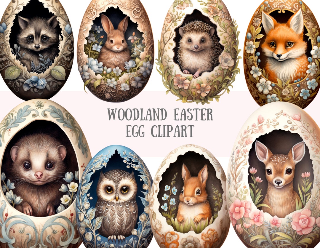 Watercolour Woodland Easter Egg Clipart Rustic Boho Easter PNG Digital ...