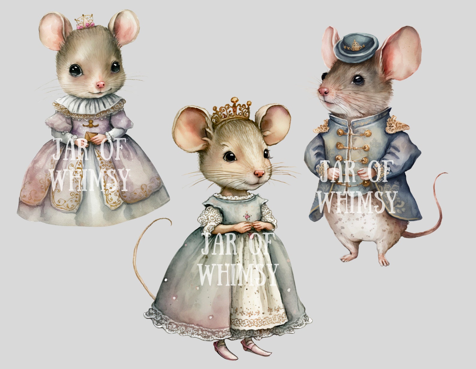 Watercolour Fairytale Mice Clipart Princess Mouse PNG Digital Image ...