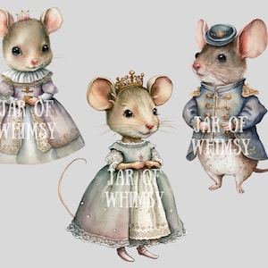 Watercolour Fairytale Mice Clipart Princess Mouse PNG Digital Image ...