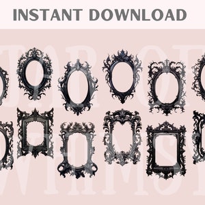 Watercolour Gothic Ornate Frame Clipart Baroque Black Frames PNG ...