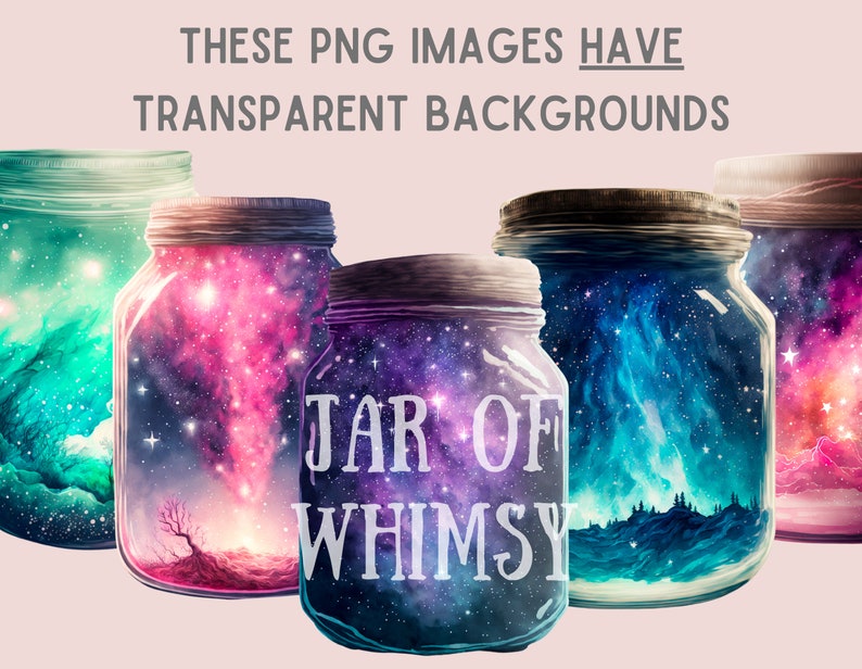 Watercolour Magic Galaxy Jars Clipart - Fantasy Skies PNG Digital Image ...