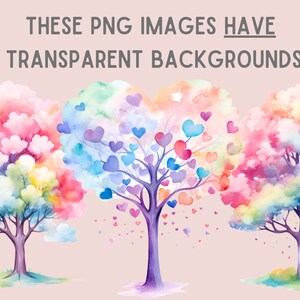Watercolour Pastel Rainbow Tree Clipart Fantasy Forest PNG Digital ...