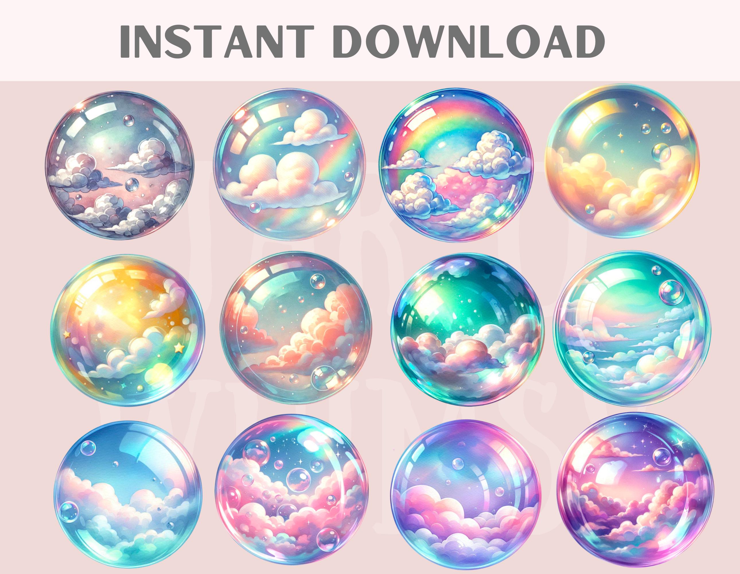 Watercolour Reflective Bubble Clipart Sky Bubbles PNG Digital Image ...