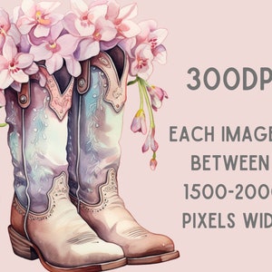 Watercolour Floral Cowgirl Boots Clipart Wild Western PNG Digital Image ...