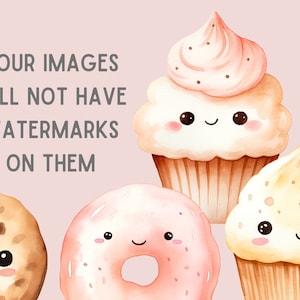 Watercolour Cute Baker Clipart Kawaii Cupcake Bakery PNG Digital Image ...
