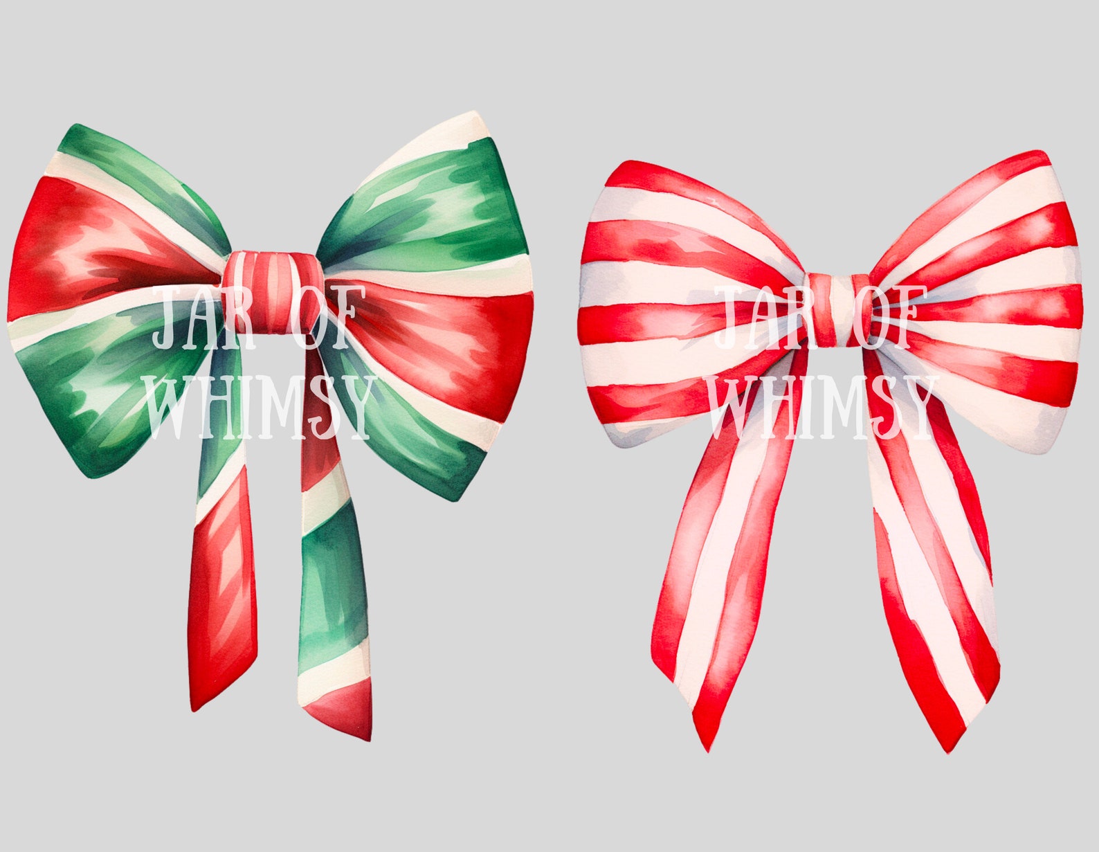 Watercolour Christmas Bow Clipart Xmas Holiday Bows PNG Digital Image ...