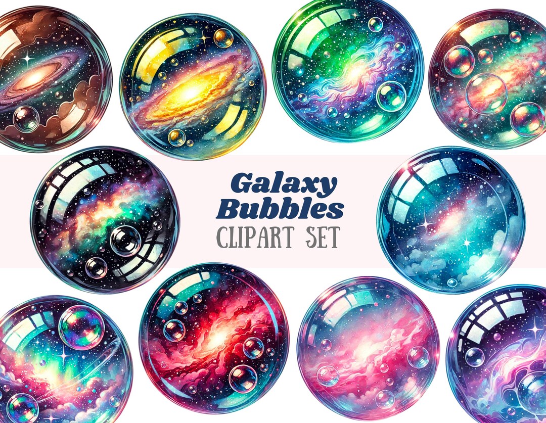 Watercolour Galaxy Bubble Clipart Night Sky Bubbles PNG Digital Image ...