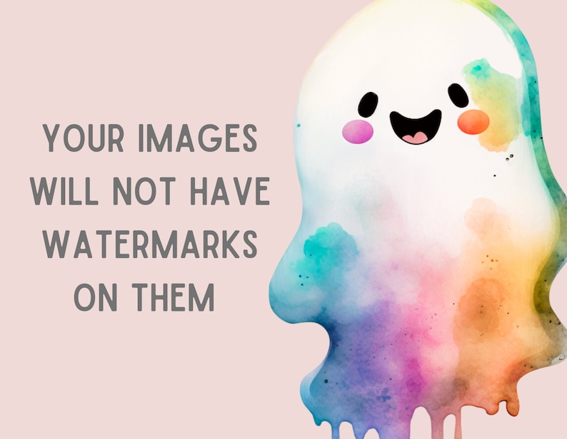 Watercolour Kawaii Ghost Clipart Rainbow Halloween PNG Digital Image ...