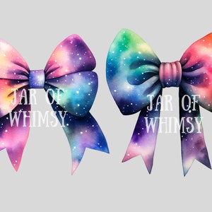 Watercolour Galaxy Bows Clipart Gothic Space Bow PNG Digital Image ...