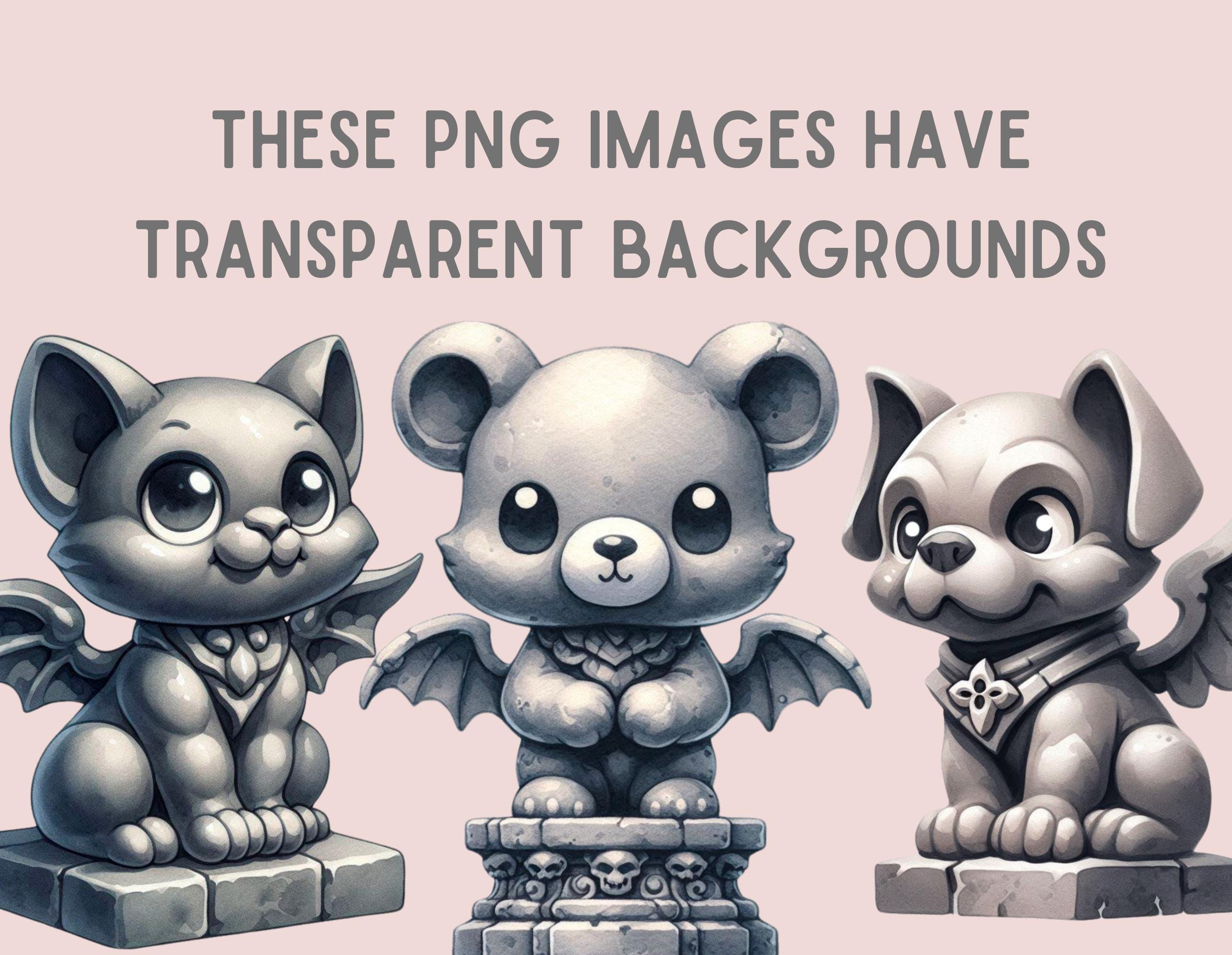 Watercolour Gargoyle Clipart Cute Gargoyle Animal Statue PNG Digital ...