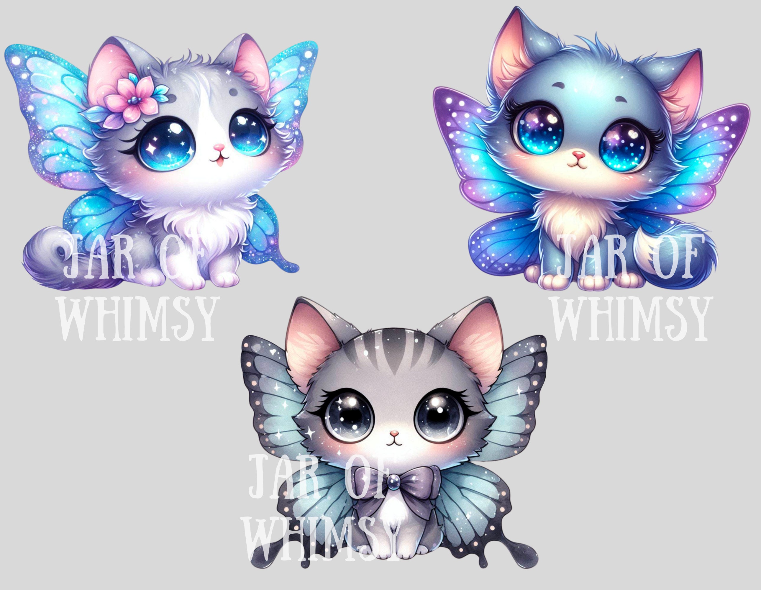 Watercolour Butterfly Cat Clipart Cute Fairy Cats PNG Digital Image ...