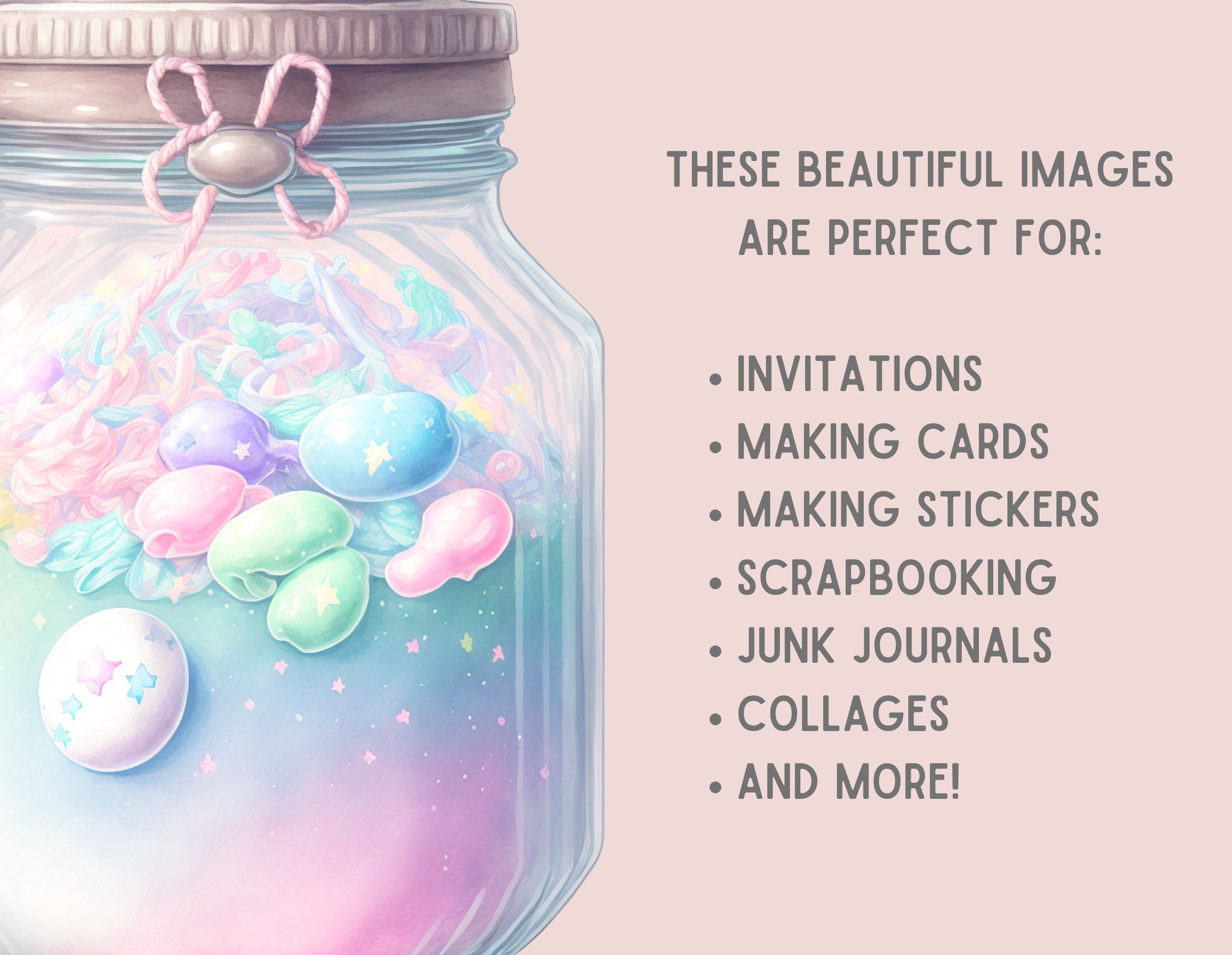 Watercolour Pastel Rainbow Candy Jars Clipart - Lolly Jar PNG Digital ...