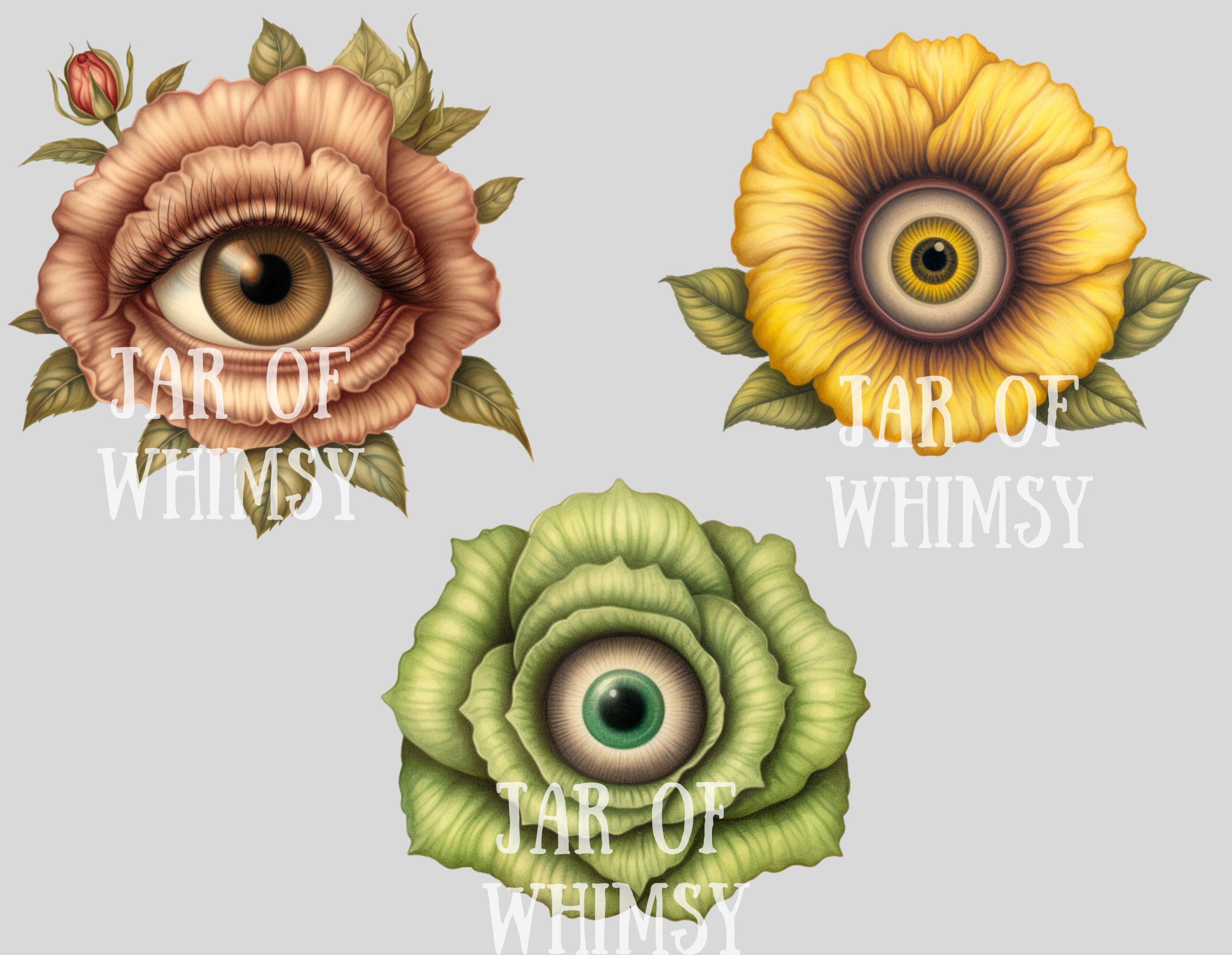 Watercolour Creepy Eye Flower Clipart Halloween Eyeball PNG Digital ...
