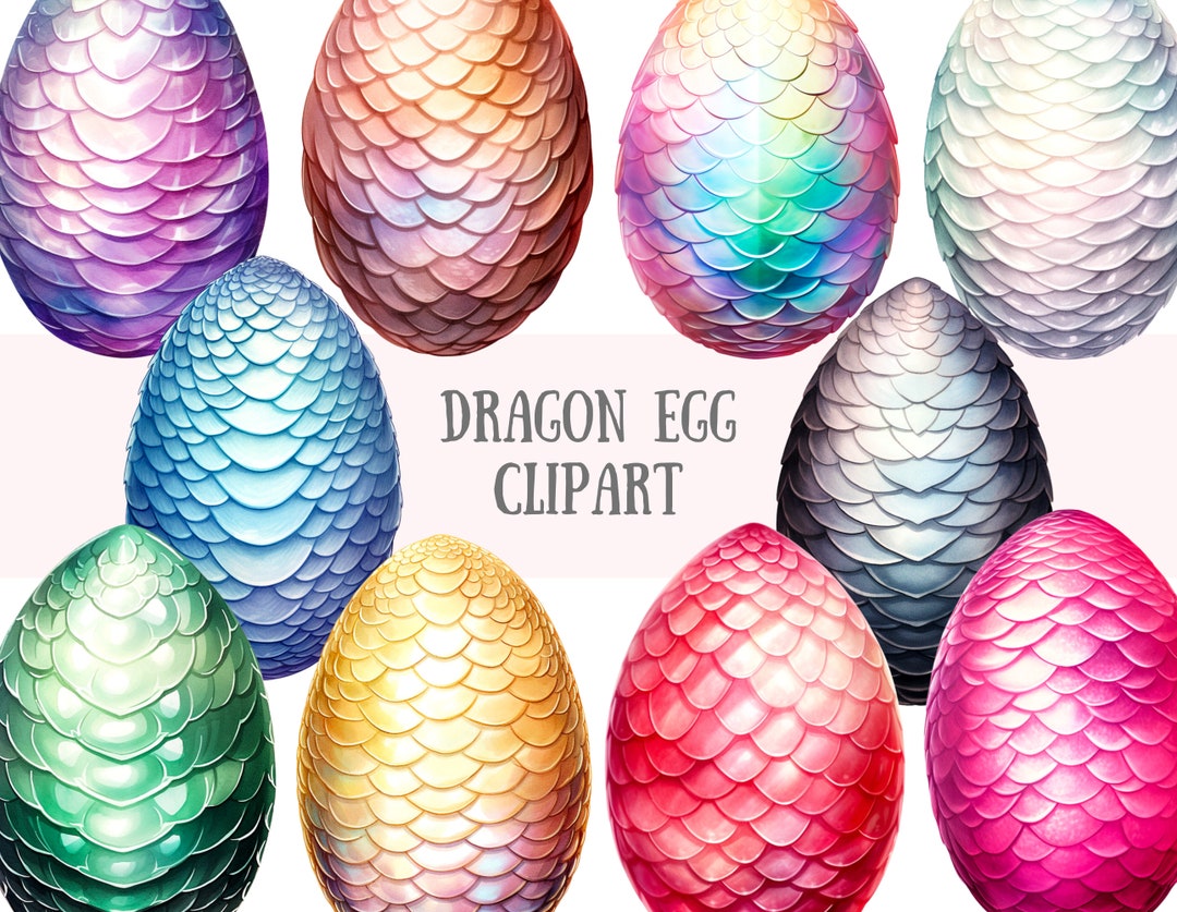 Watercolour Dragon Egg Clipart Iridescent Dragon Scale Egg PNG Digital ...
