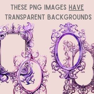 Watercolour Purple Ornate Frame Clipart Baroque Frames PNG Digital ...