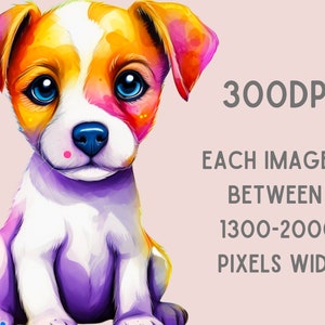 Watercolour Bright Rainbow Dogs Clipart Kawaii Puppy PNG Digital Image ...