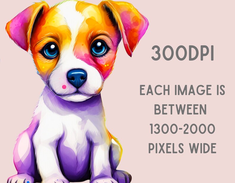 Watercolour Bright Rainbow Dogs Clipart Kawaii Puppy PNG - Etsy