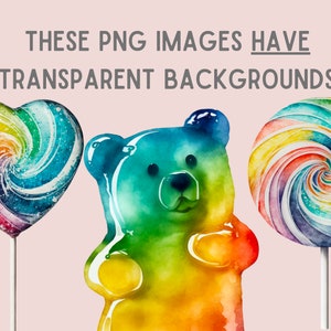 Watercolour Rainbow Candy Clipart Lollipop PNG Digital Image Downloads ...