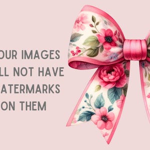 Watercolour Floral Bow Clipart Cute Floral Print Bow PNG Digital Image ...