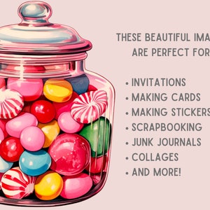 Watercolour Vintage Candy Jar Clipart Retro Lolly Jar PNG Digital Image ...