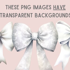 Watercolour White Bow Clipart Ivory and White Wedding Bow PNG Digital ...