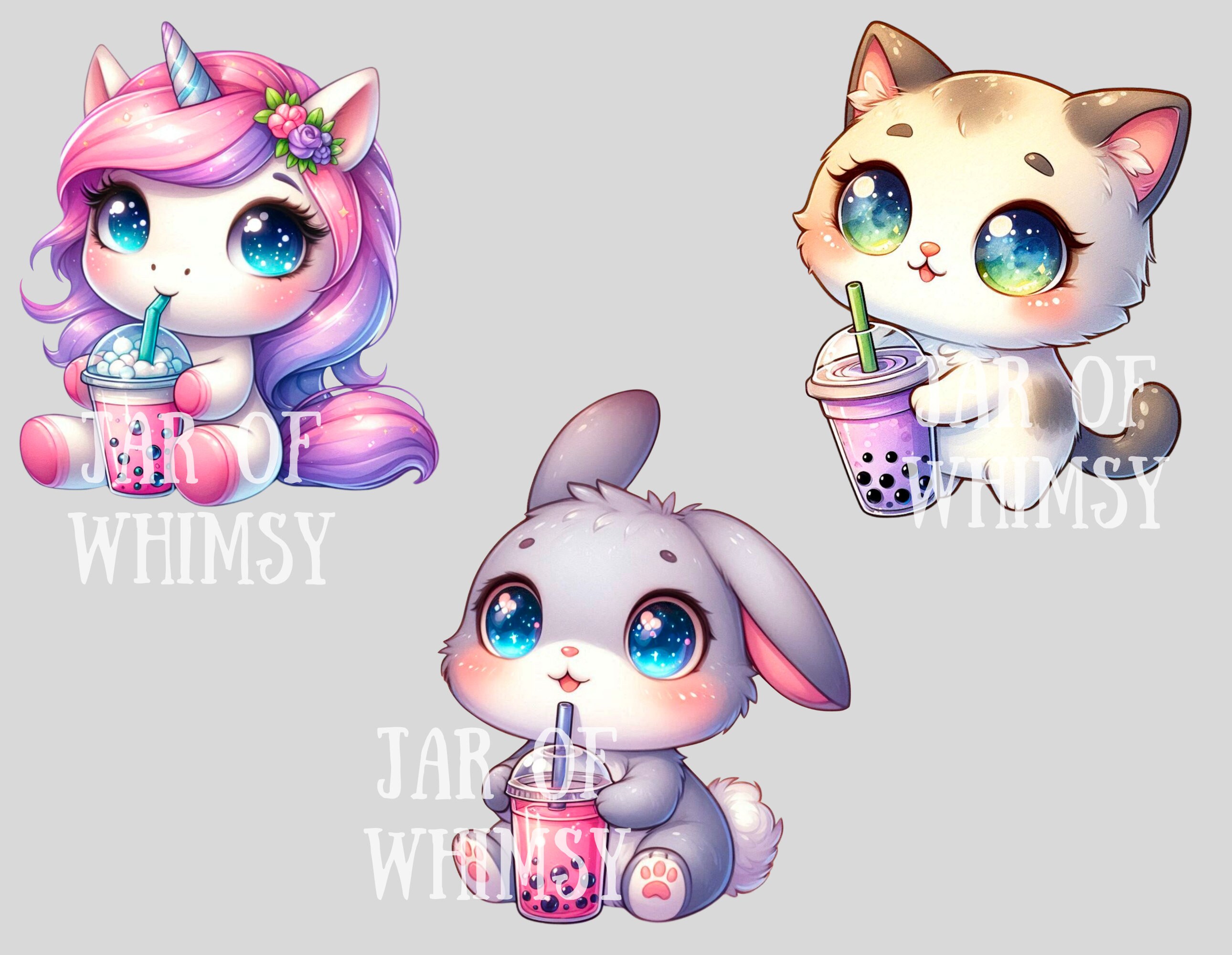 Watercolour Bubble Tea Animal Clipart Boba Tea Animals PNG Digital ...