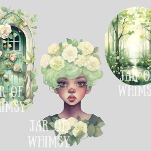 Watercolour Nature Pixie Clipart Green Earth Fairy PNG Digital Image ...