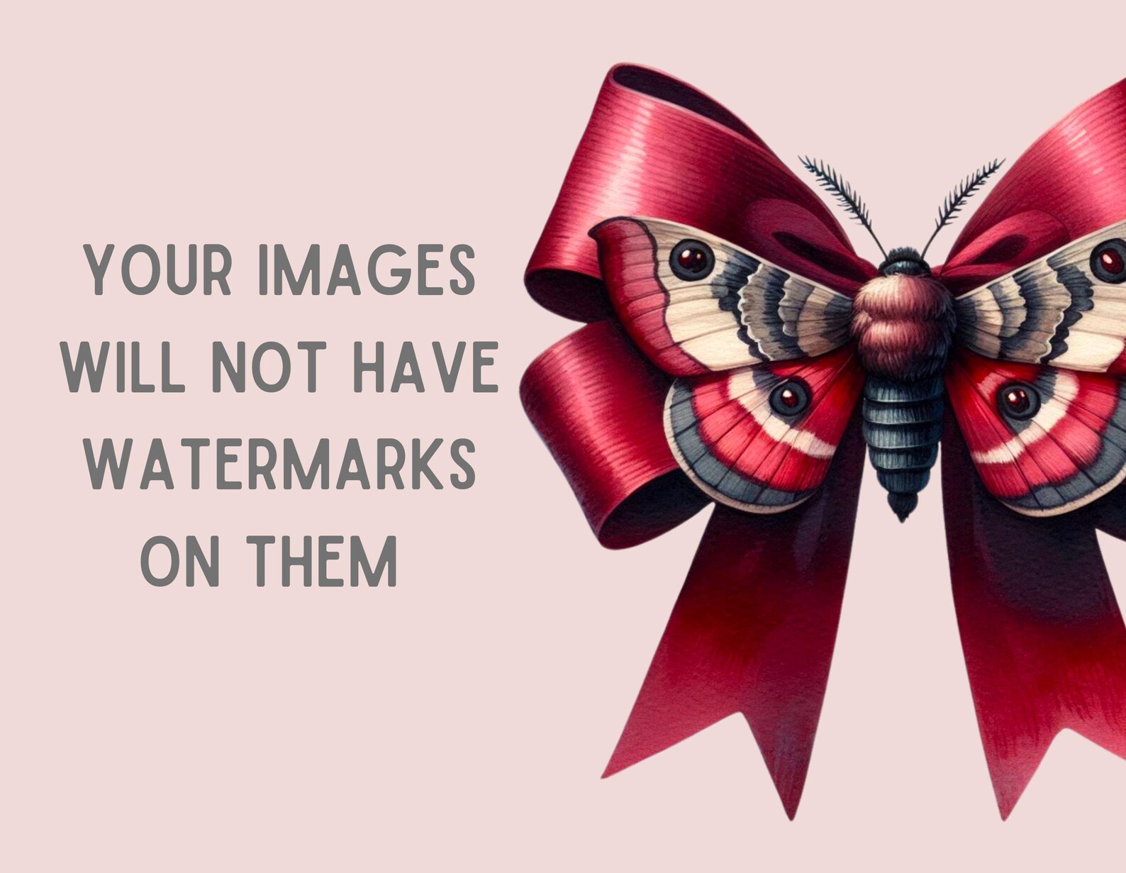 Watercolour Moth Bow Clipart Gothic Spooky Bow PNG Digital Image ...