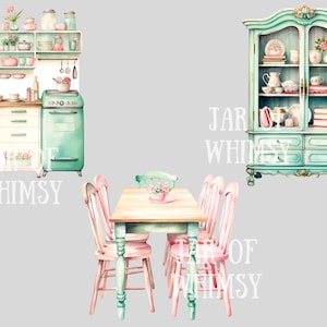 Watercolour Shabby Chic Kitchen Clipart Retro Baking PNG Digital Image ...