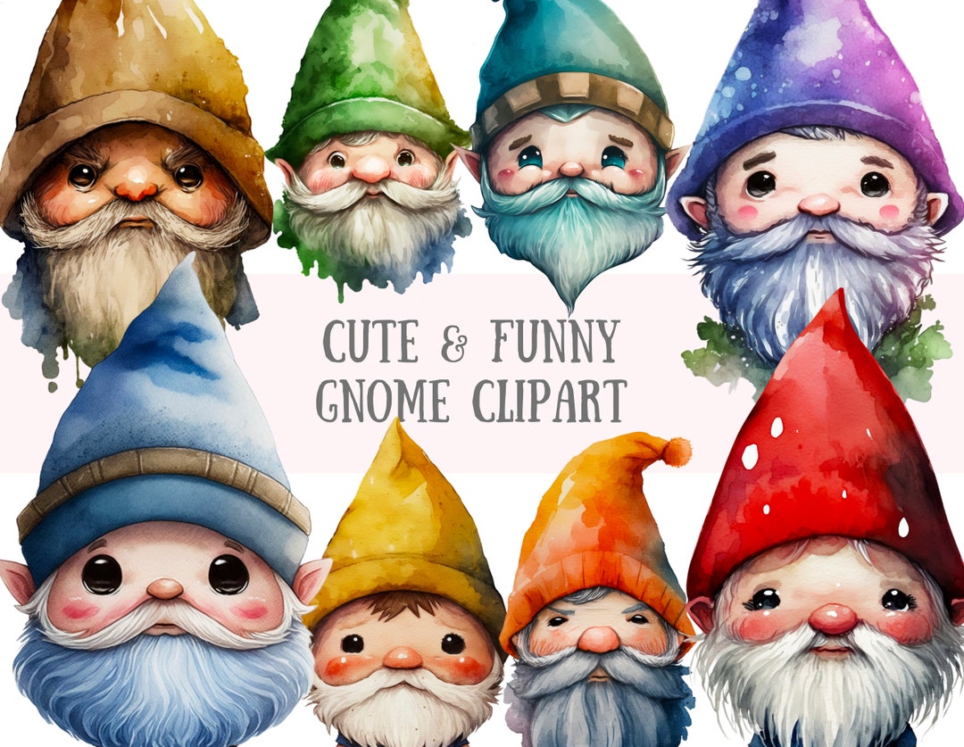 Watercolour Cute and Funny Gnome Clipart Dwarf Fantasy PNG Digital ...