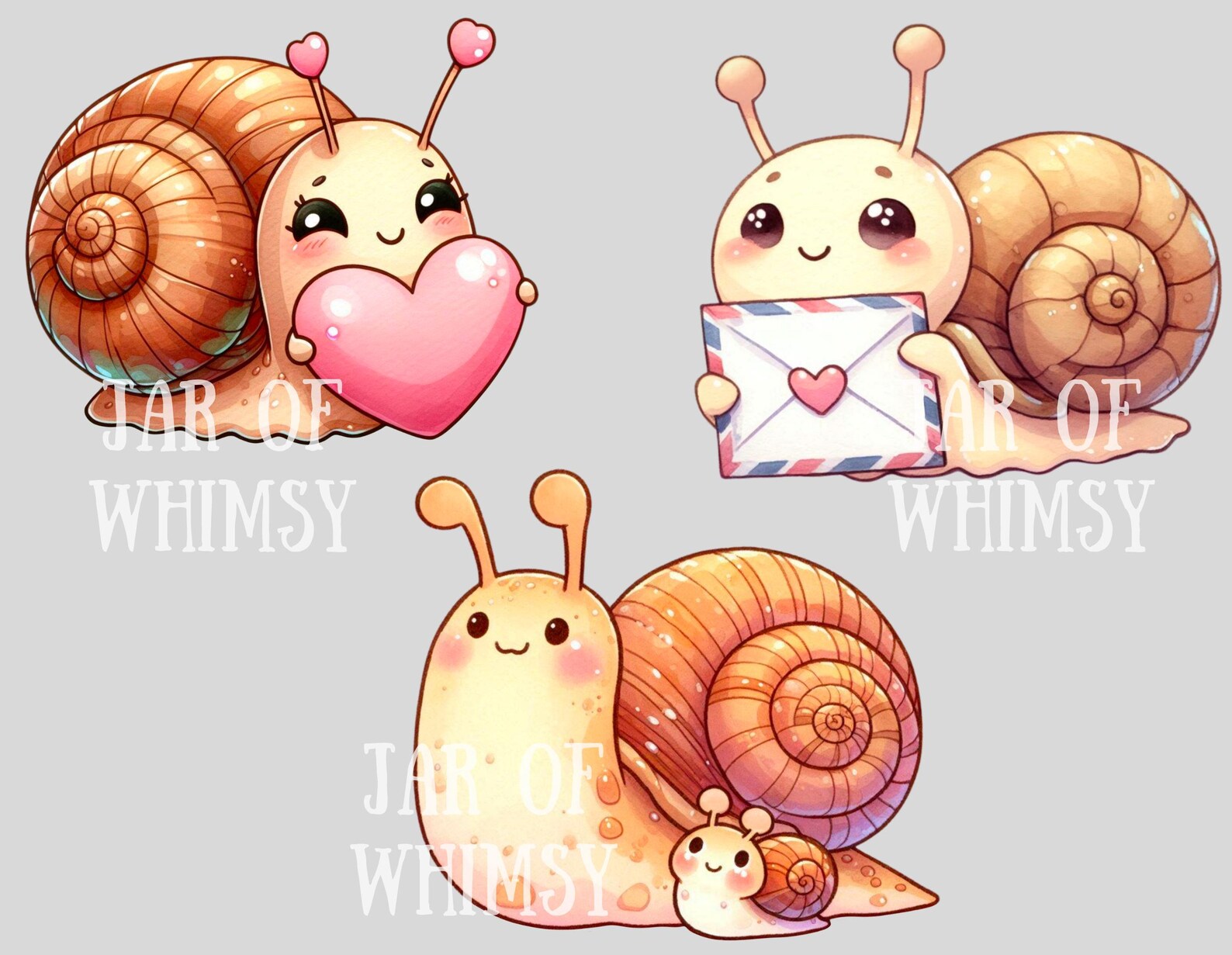 Watercolour Kawaii Snail Clipart Chibi Snail Mail PNG Digital Image ...