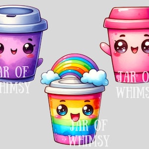 Watercolour Kawaii Coffee Clipart Cute Coffee Cup Mug PNG Digital Image ...