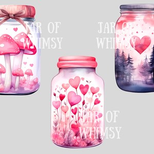 Watercolour Valentine Jar Clipart Romantic Jar of Hearts PNG Digital ...