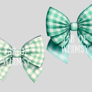 Watercolour Mint Bows Clipart - Mint Green Satin Bow PNG Digital Image ...